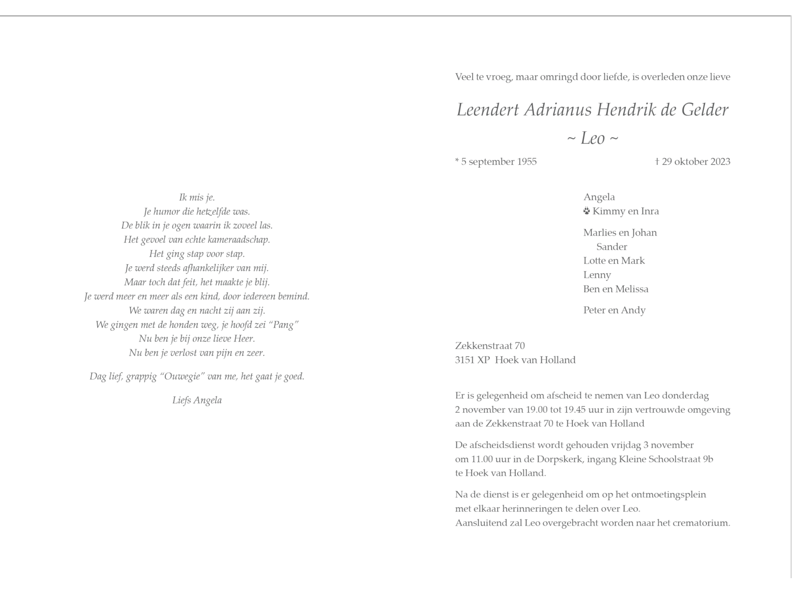 Leo de Gelder is overleden - KJMV